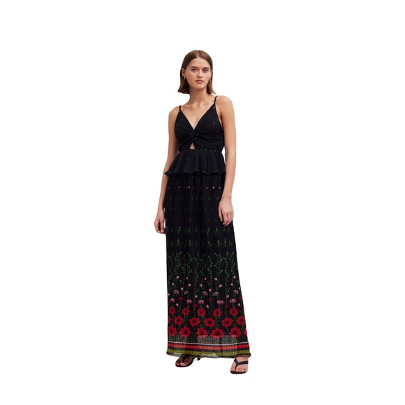 Dresses | Sabina Musayev Large Selina Dress Black Floral Draped Cut Out ...
